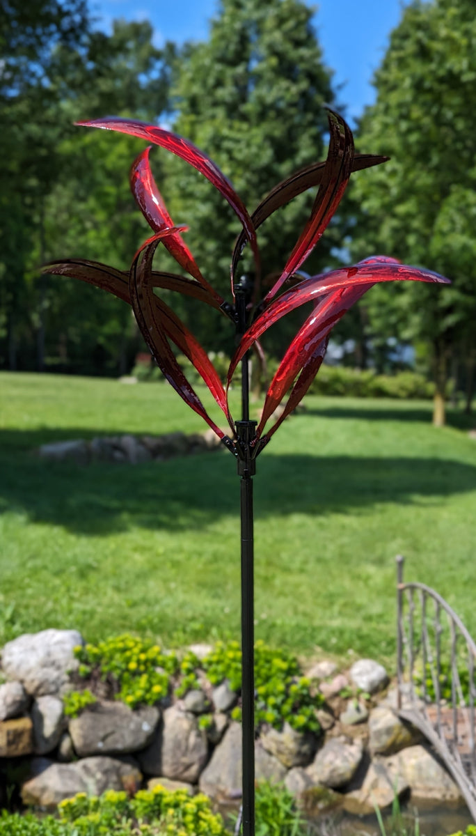 Red Luminous Cascade Kinetic Art Wind Spinner – Robin's Nest