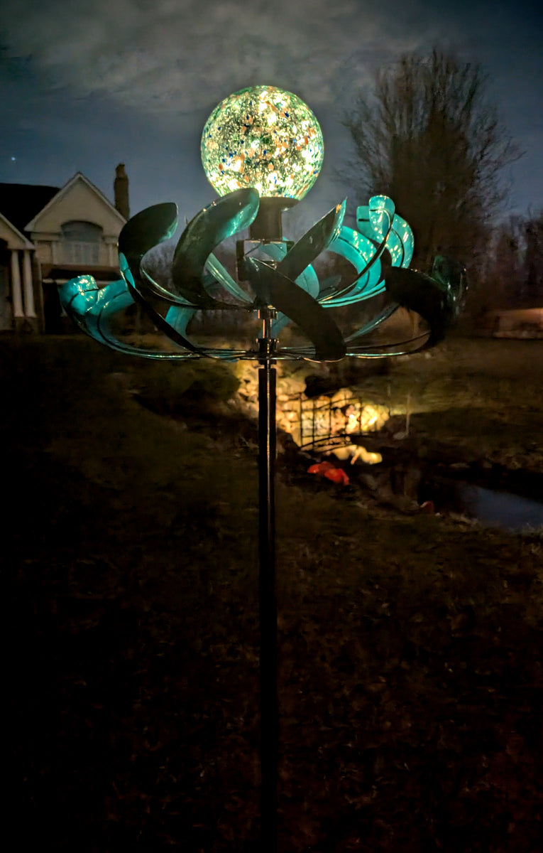 Peacock Orb Solar Gazing Ball - Wind Sculpture Spinner – Robin's Nest