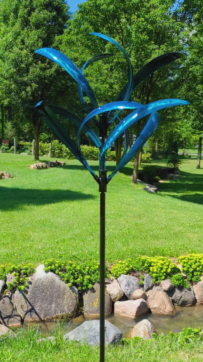Turquoise Luminous Cascade Kinetic Art Wind Spinner – Robin's Nest