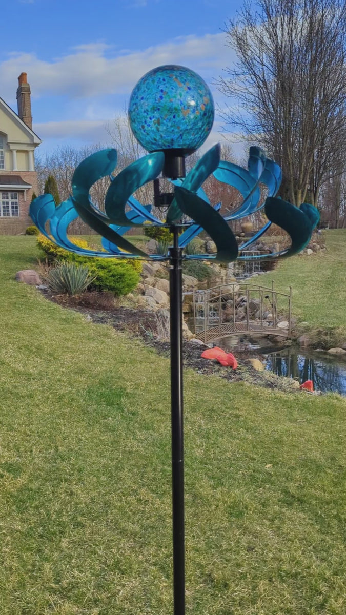 Peacock Orb Solar Gazing Ball - Wind Sculpture Spinner – Robin's Nest