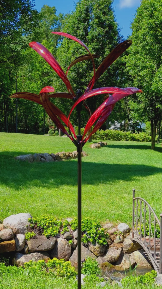 Red Luminous Cascade Kinetic Art Wind Spinner – Robin's Nest